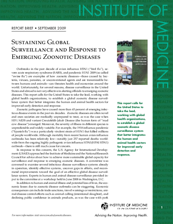 (PDF) Sustaining Global Surveillance and Response to Emerging Zoonotic ...