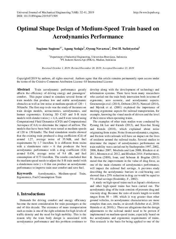 (PDF) Aerodynamic Shape Design for Medium-Speed Trains