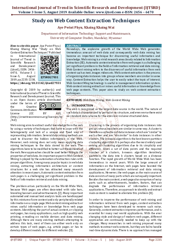 (PDF) Study on Web Content Extraction Techniques