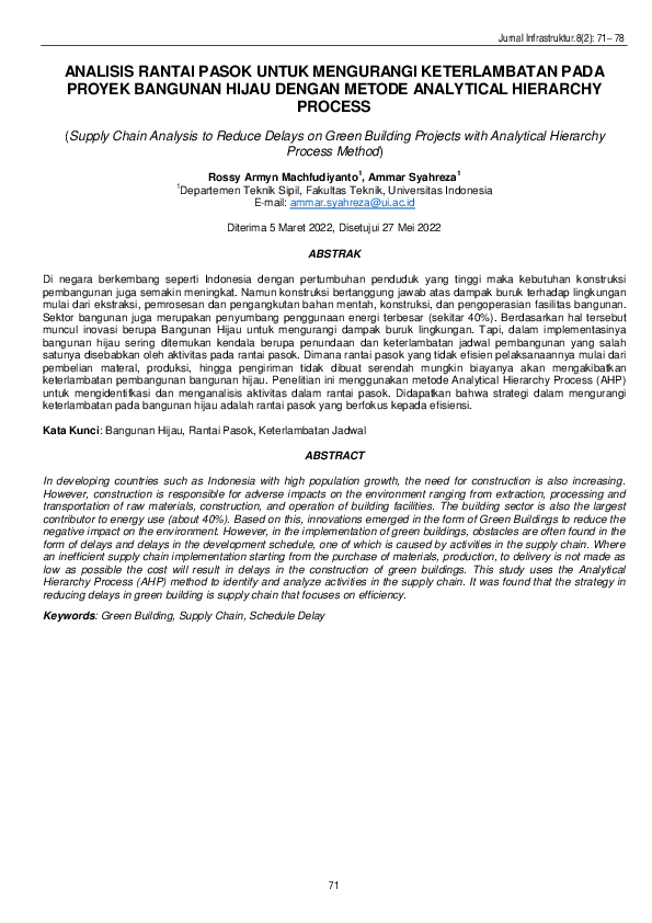 (PDF) Supply Chain Analysis to Reduce Delays on Green Building Projects with Analytical ...