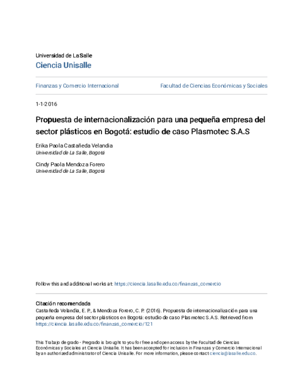 (PDF) Propuesta de internacionalización para una pequeña empresa del ...