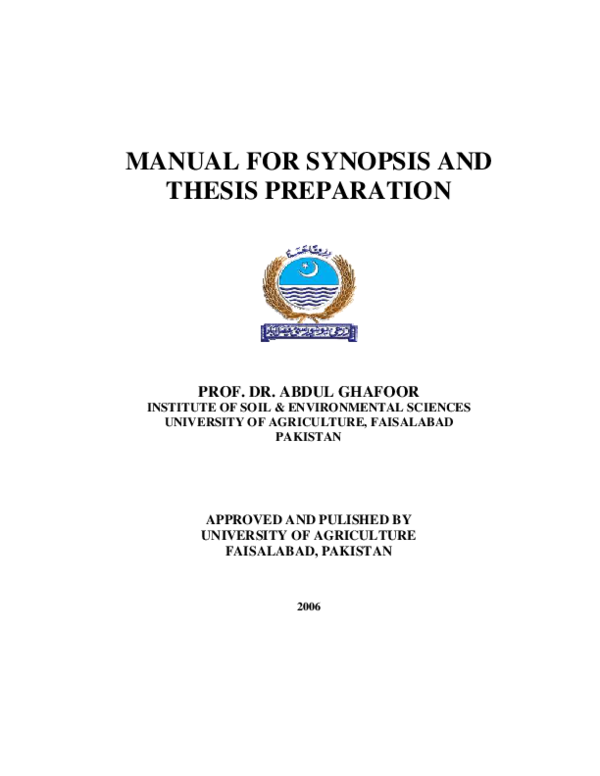 (PDF) Manual for Synopsis and Thesis Preparation