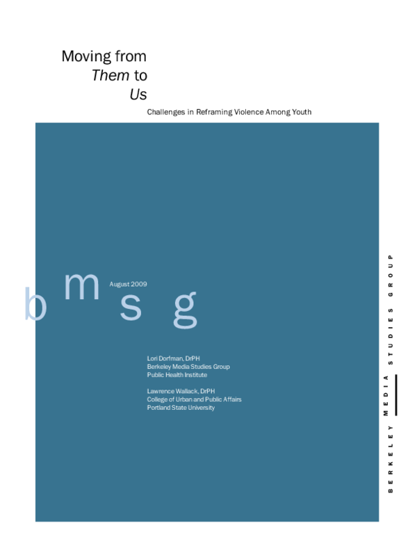 (PDF) Moving from Them to Us Challenges in Reframing Violence among Youth