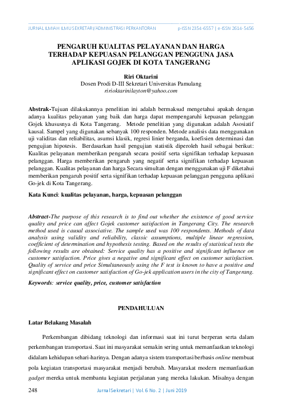 (PDF) Pengaruh Kualitas Pelayanan Dan Harga Terhadap Kepuasan Konsumen Serta Implikasinya ...