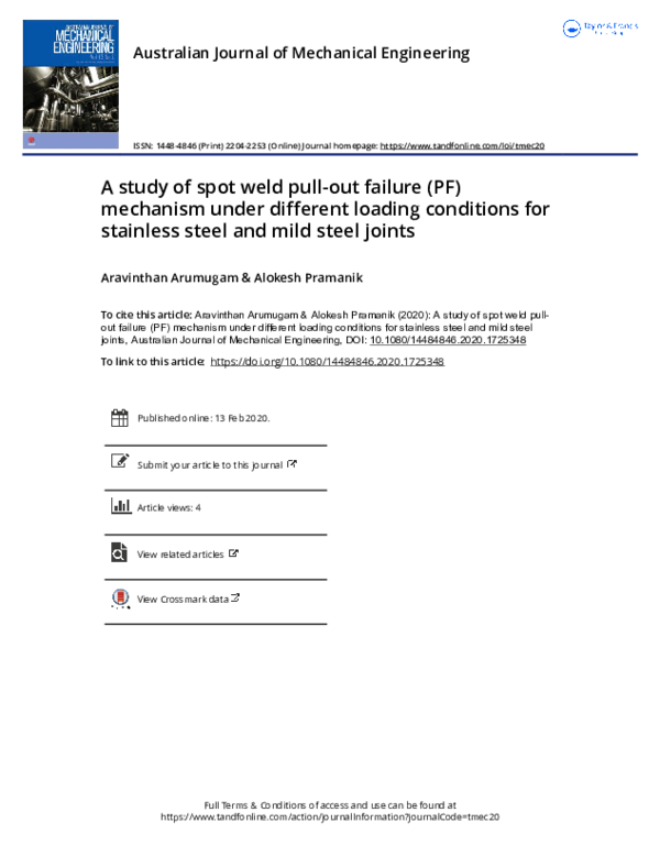 (PDF) A study of spot weld pull-out failure (PF) mechanism under different loading conditions ...