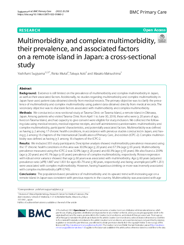 (PDF) Multimorbidity and complex multimorbidity, their prevalence, and associated factors on a ...