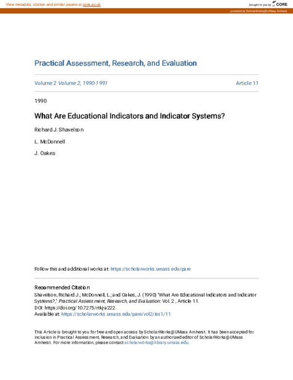 (PDF) What Are Educational Indicators and Indicator Systems?