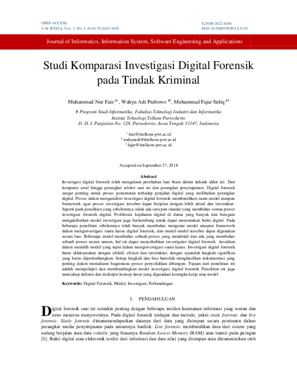 (PDF) Studi Komparasi Investigasi Digital Forensik pada Tindak Kriminal | Muhammad Faiz AS ...