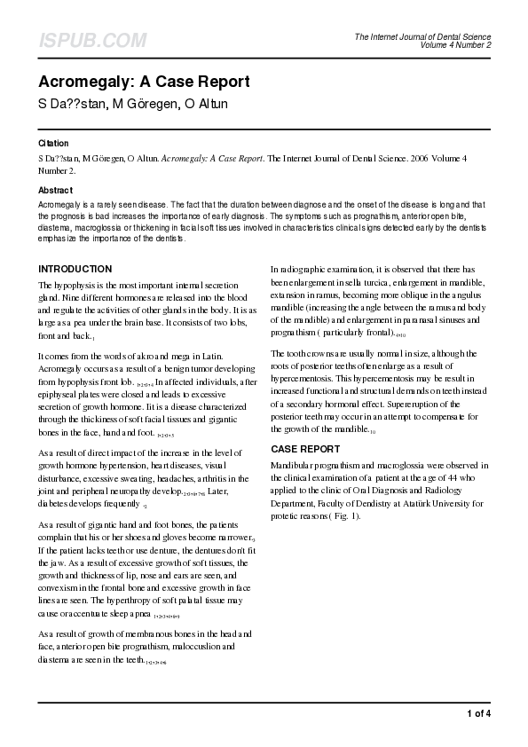 (PDF) Acromegaly: A Case Report