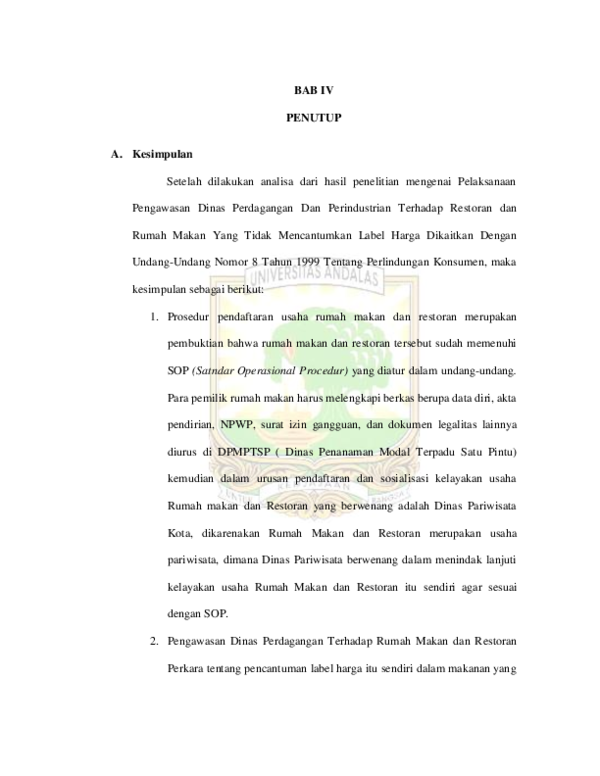 (PDF) Pelaksanaan Pengawasan Dinas Perdagangan Terhadap Restoran Yang ...