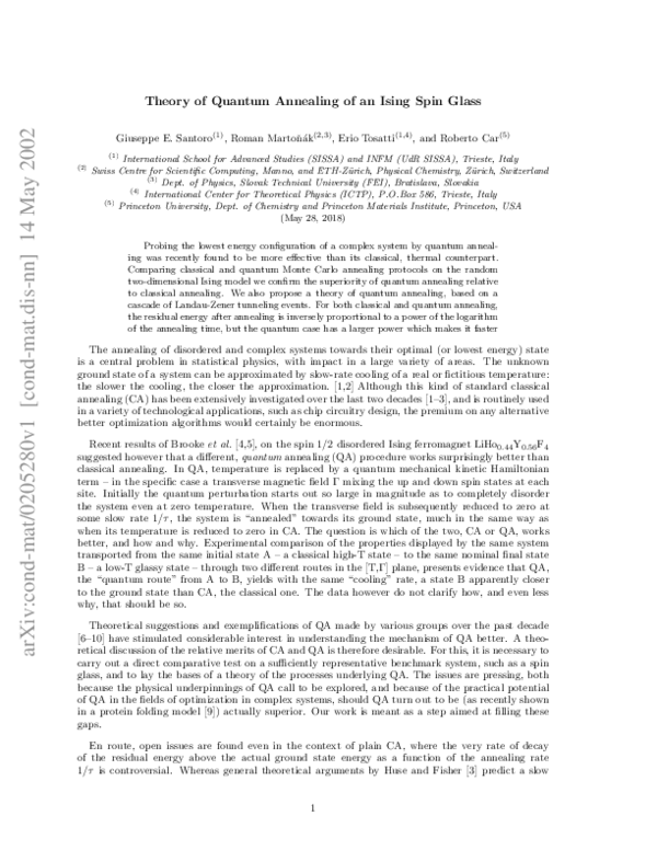 (PDF) Theory of Quantum Annealing of an Ising Spin Glass
