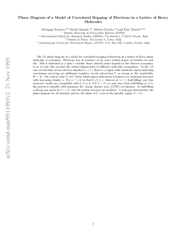 (PDF) Phase diagram of a model of correlated hopping of electrons in a ...