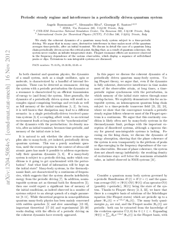 Pdf Periodic Steady Regime And Interference In A Periodically Driven Quantum System Giuseppe