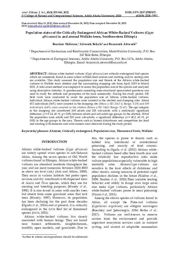 (PDF) Population status of the Critically Endangered African White ...
