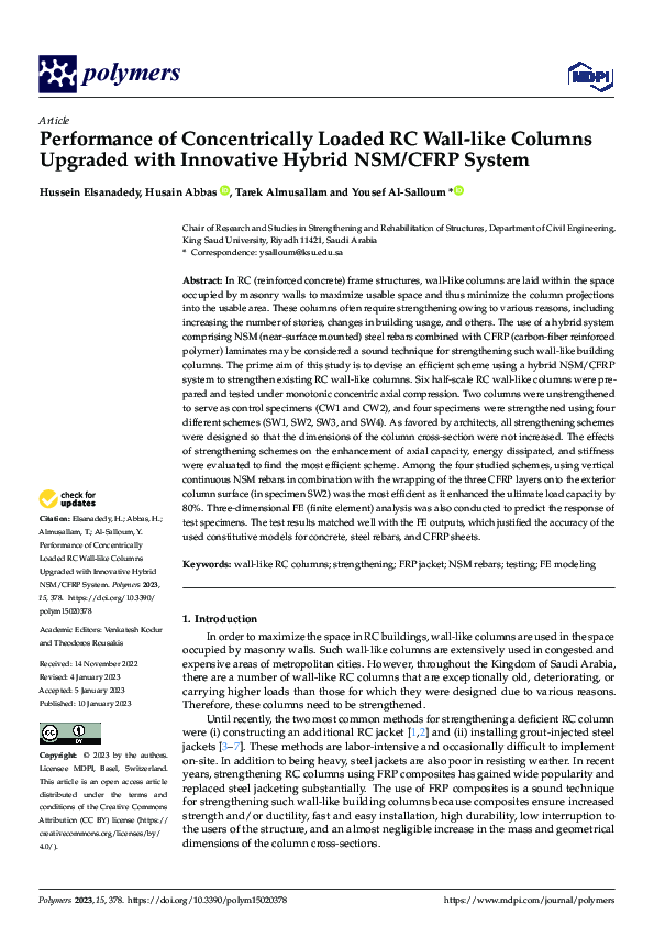(PDF) Performance of Concentrically Loaded RC Wall-like Columns Upgraded with Innovative Hybrid ...