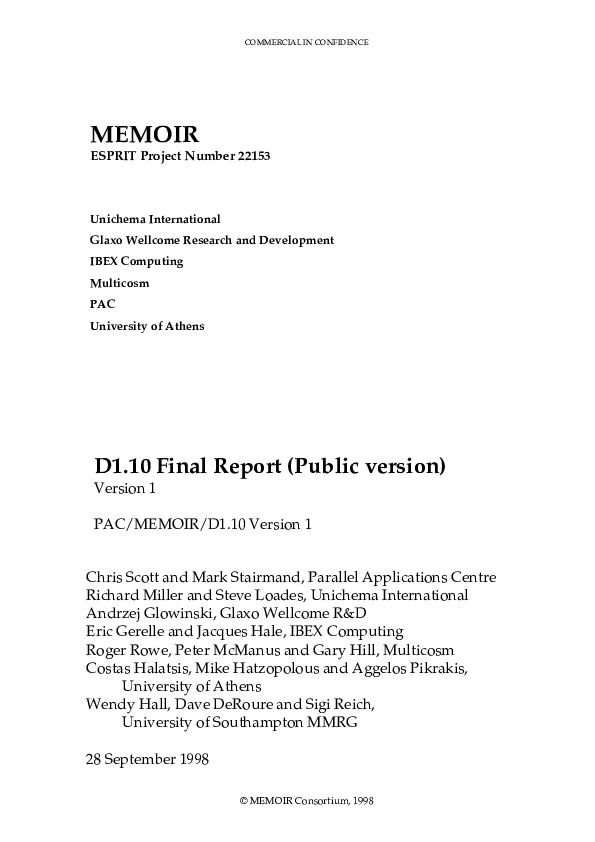 (PDF) MEMOIR Project Final Report Summary