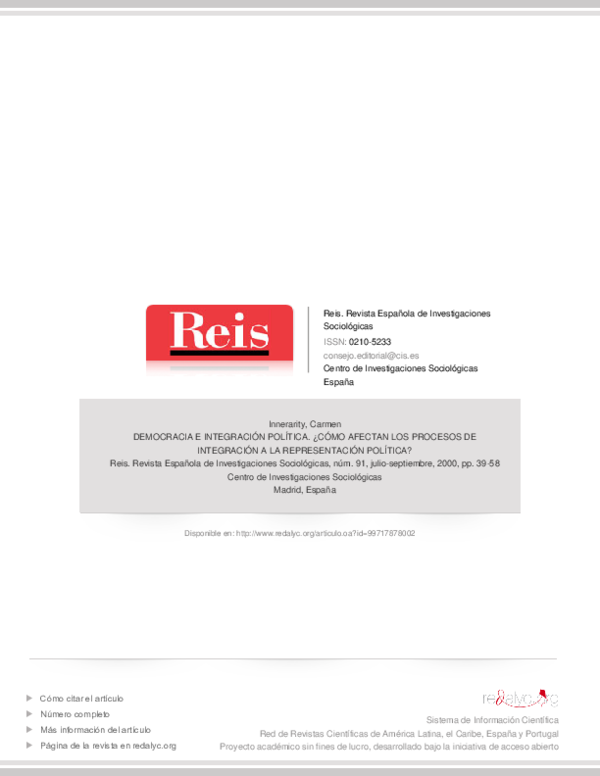 (PDF) Democracia e integración política. ¿Cómo afectan los procesos de ...