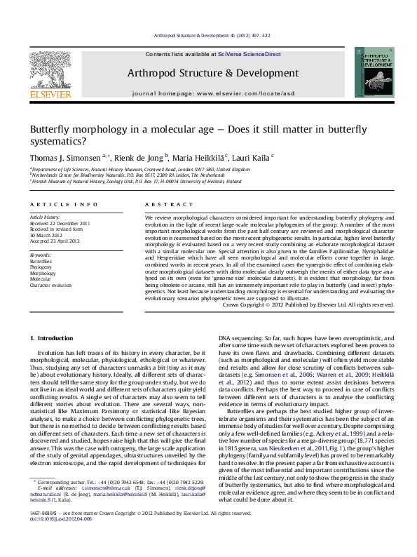 (PDF) Butterfly morphology in a molecular age – Does it still matter in ...