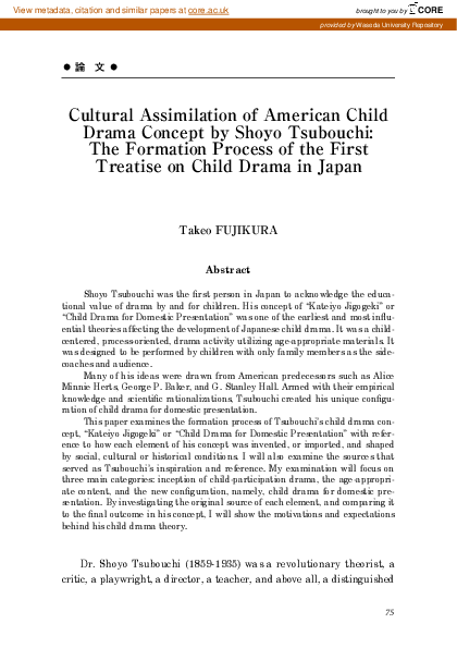 (PDF) Cultural Assimilation of American Child Drama Concept by Shoyo ...