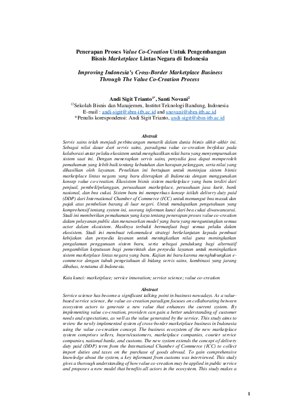 (PDF) Improving Indonesia’s Cross-Border Marketplace Business Through ...