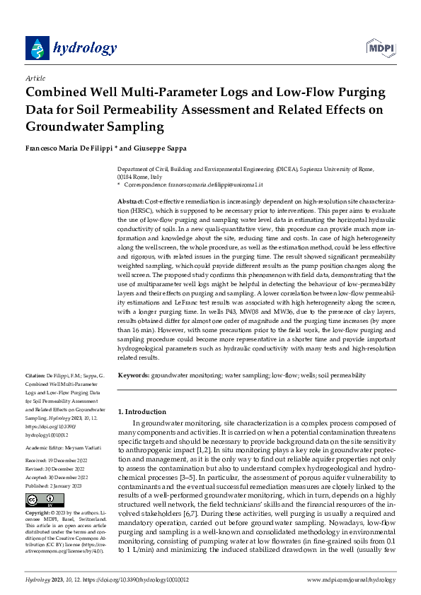 (PDF) Combined Well Multi-Parameter Logs and Low-Flow Purging Data for ...