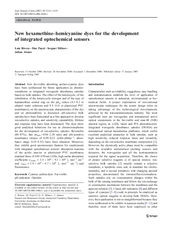(PDF) New hexamethine–hemicyanine dyes for the development of ...