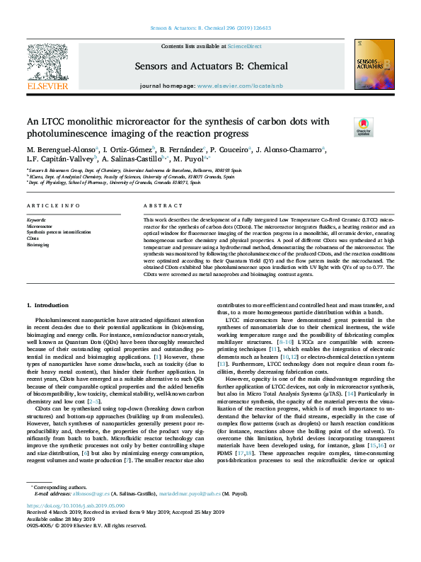 (PDF) LTCC Microreactor for Synthesizing Carbon Dots