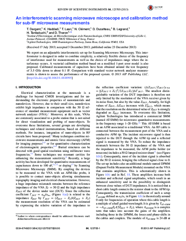 (PDF) An interferometric scanning microwave microscope and calibration ...