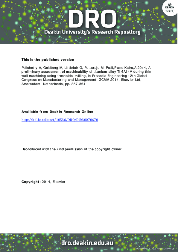 (PDF) A Preliminary Assessment of Machinability of Titanium Alloy Ti ...
