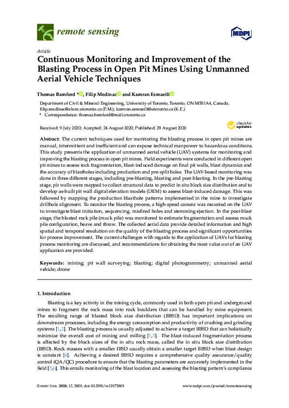 (PDF) Continuous Monitoring and Improvement of the Blasting Process in Open Pit Mines Using ...