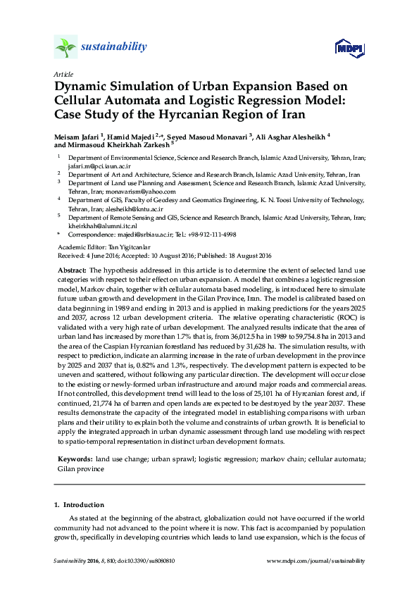 Pdf Dynamic Simulation Of Urban Expansion Based On Cellular Automata And Logistic Regression