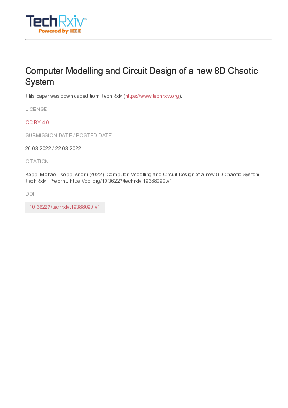 (PDF) Computer Modelling and Circuit Design of a new 8D Chaotic System