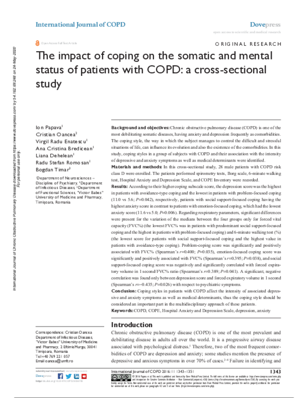 (PDF) The impact of coping on the somatic and mental status of patients ...