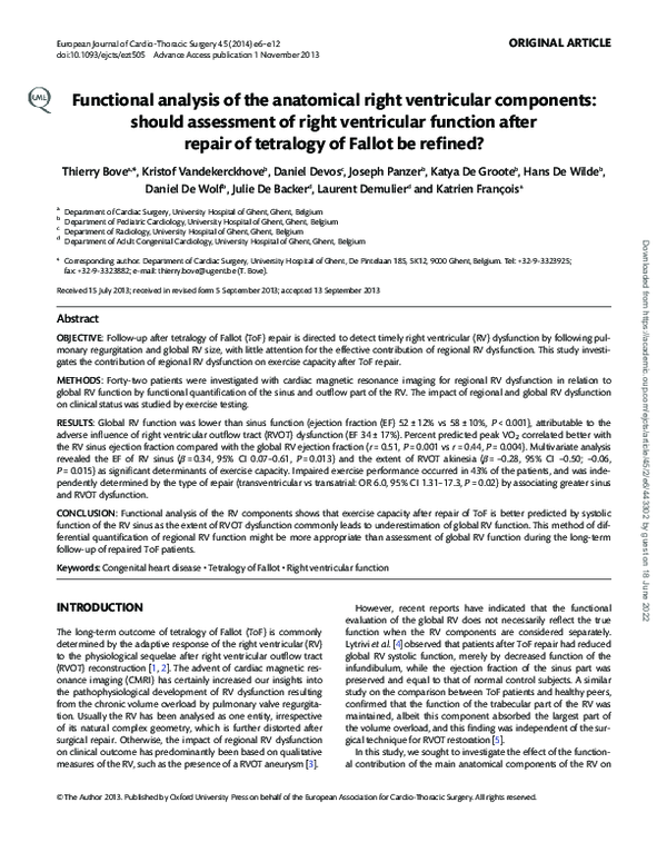 (PDF) Functional analysis of the anatomical right ventricular ...