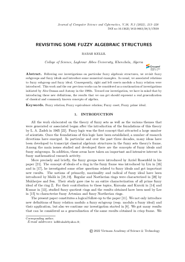 (PDF) Revisiting Some Fuzzy Algebraic Structures | رابح كلُيل - Academia.edu