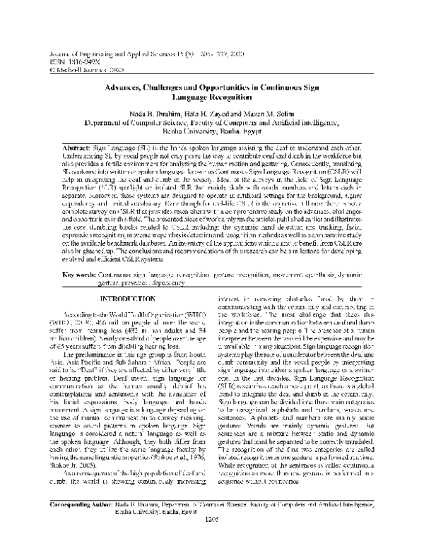 (PDF) Advances, Challenges and Opportunities in Continuous Sign ...