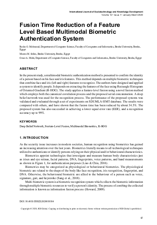 (PDF) Fusion Time Reduction of a Feature Level Based Multimodal ...