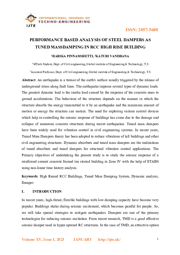 (PDF) PERFORMANCE BASED ANALYSIS OF STEEL DAMPERS AS TUNED MASSDAMPING IN RCC HIGH RISE BUILDING