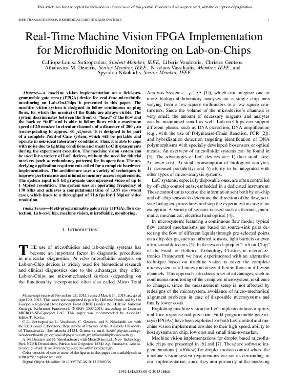 (PDF) Real-Time Machine Vision FPGA Implementation for Microfluidic ...