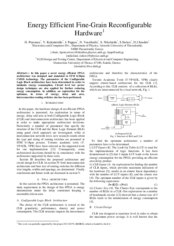 (PDF) Energy efficient fine-grain reconfigurable hardware (PDF) Energy efficient fine-grain reconfigurable hardware