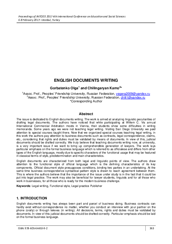 (PDF) English Documents Writing