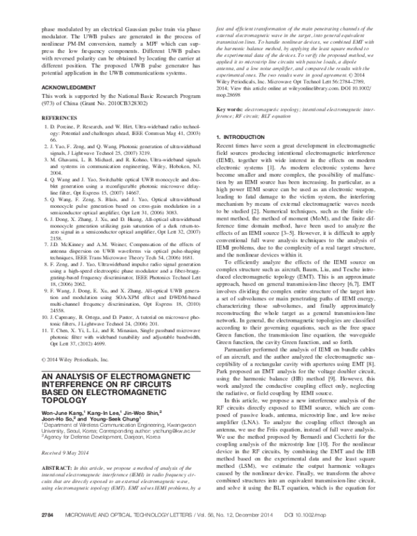 (PDF) An analysis of electromagnetic interference on RF circuits based on electromagnetic topology