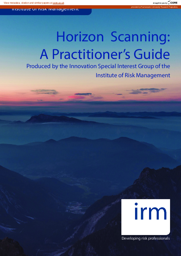 (PDF) Horizon Scanning: A Practitioner's Guide