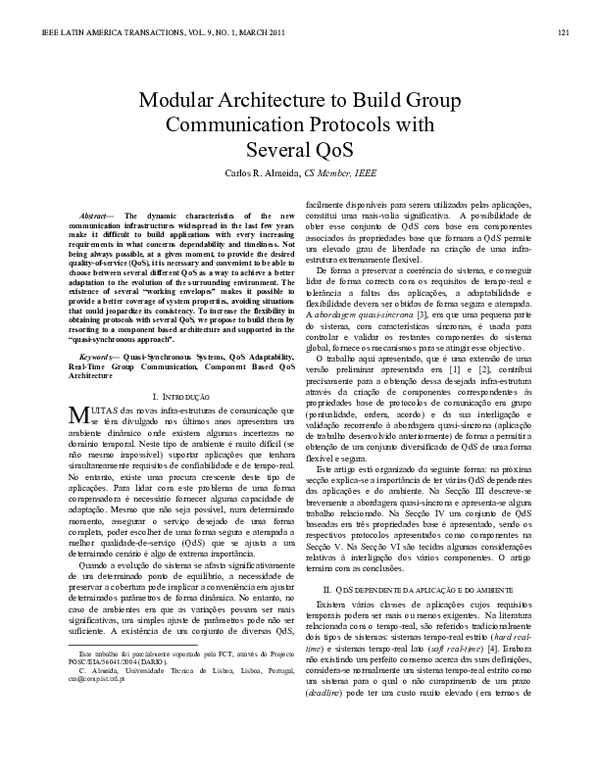 (PDF) Modular Architecture to Build Group Communication Protocols with Several QoS