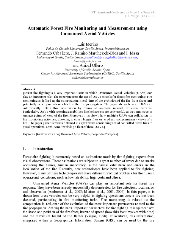 (PDF) Automatic Forest Fire Monitoring and Measurement using Unmanned ...