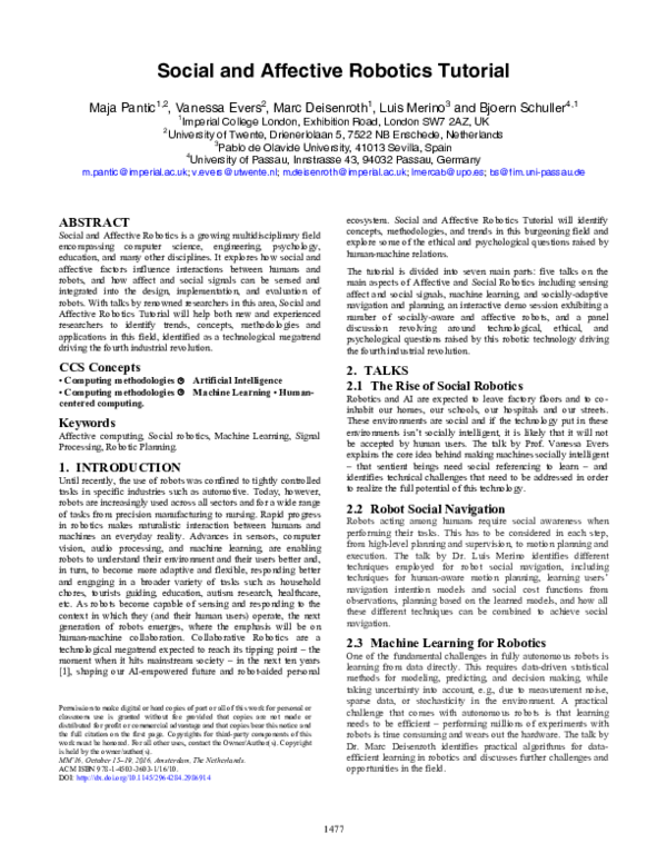 (PDF) Social and Affective Robotics Tutorial