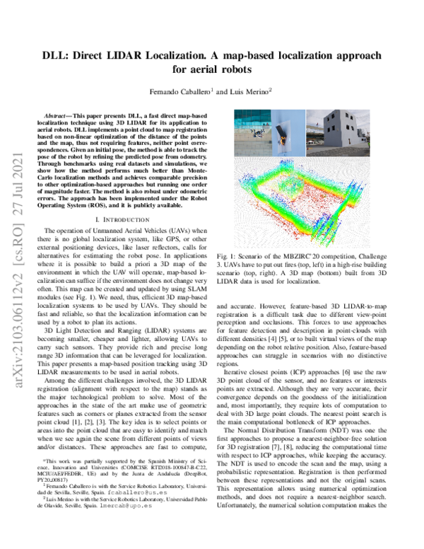 (PDF) DLL: Direct LIDAR Localization. A map-based localization approach for aerial robots