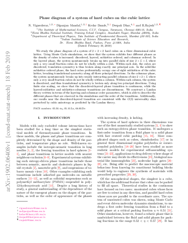 (PDF) Phase diagram of a system of hard cubes on the cubic lattice ...