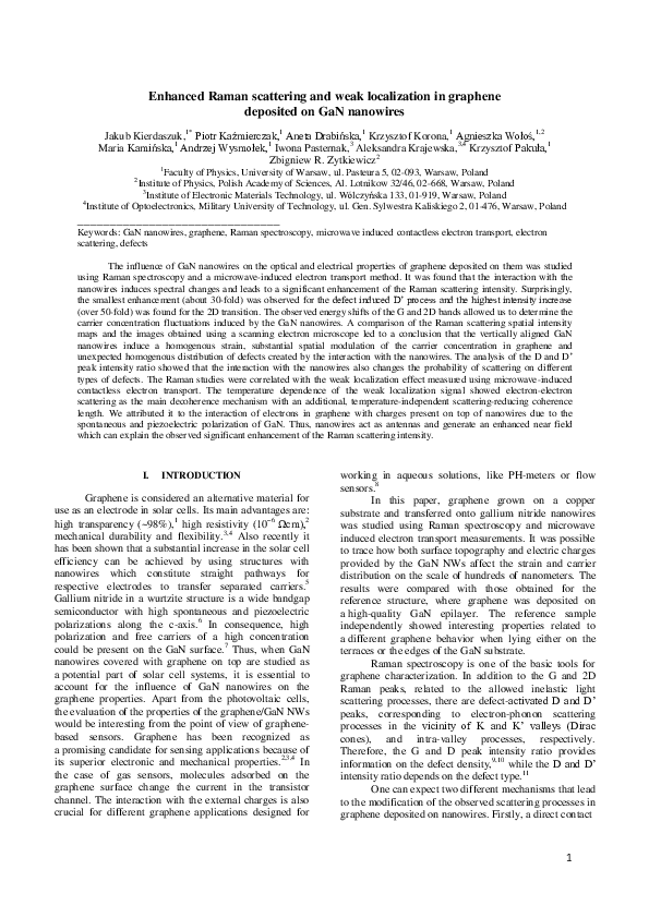 (PDF) Enhanced Raman scattering and weak localization in graphene ...