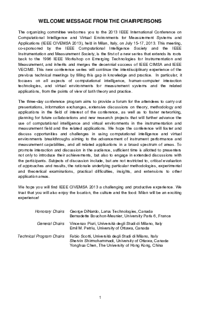 (PDF) Welcome message from the chairpersons
